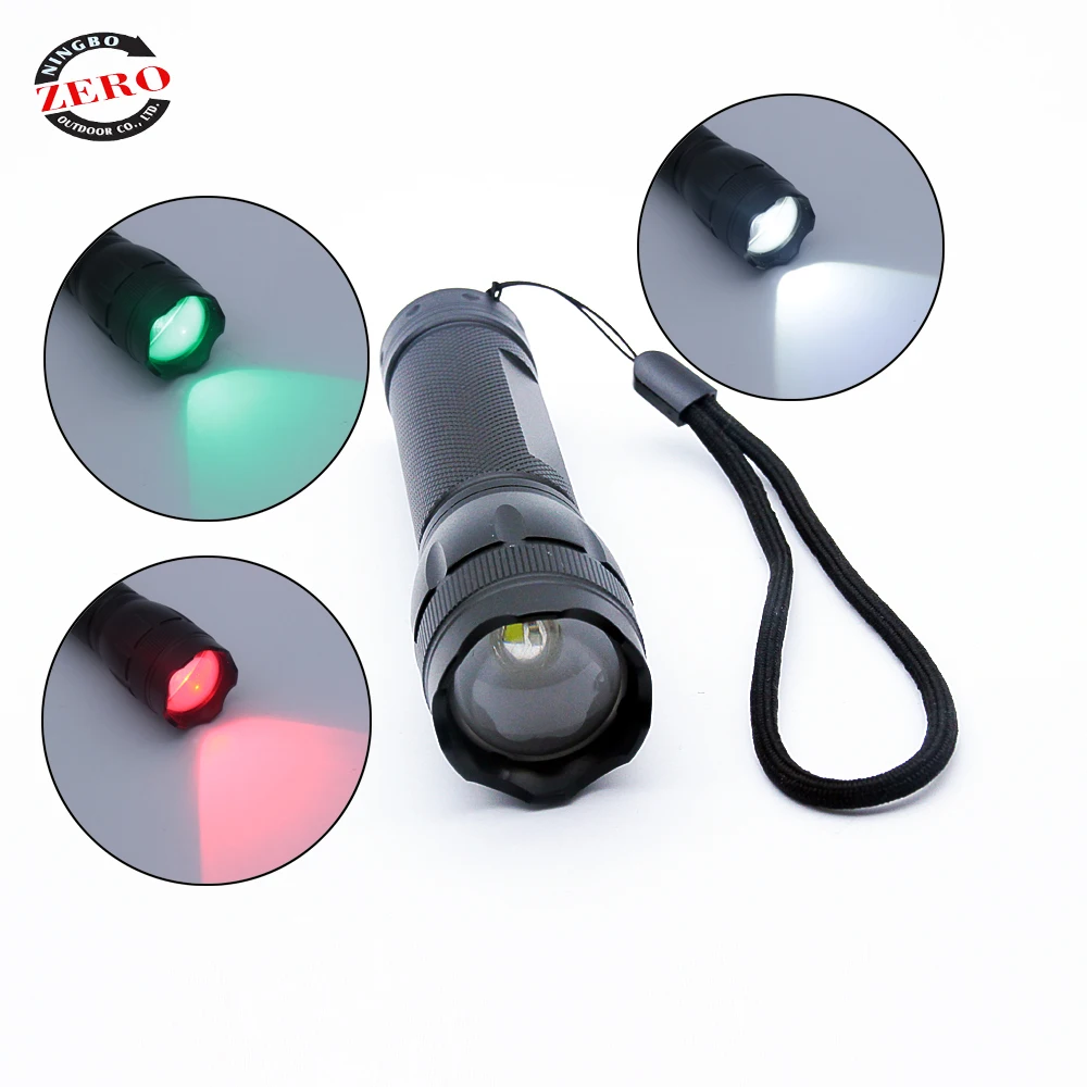 Tri Color Flashlight Rechargeable Tricolor Torchlight Led Hunting Light ...