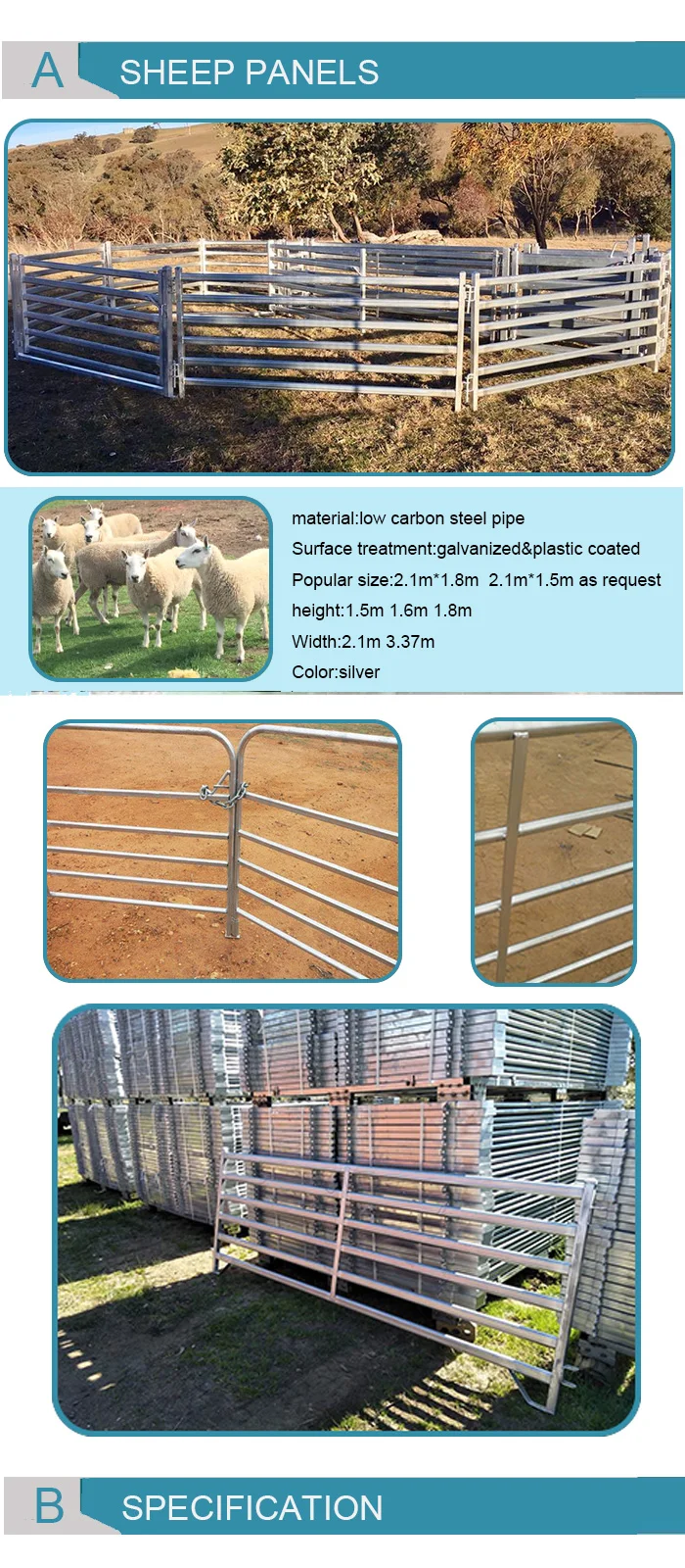 Hot Dipped Galvanized Farm Used Livestock Portable Metal Sheep Yard ...