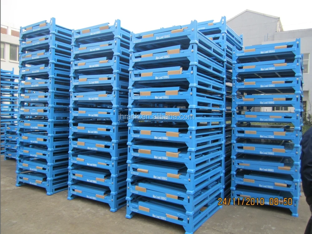 Collapsible and Stackable Warehouse Storage Steel Pallet Box Folding ...