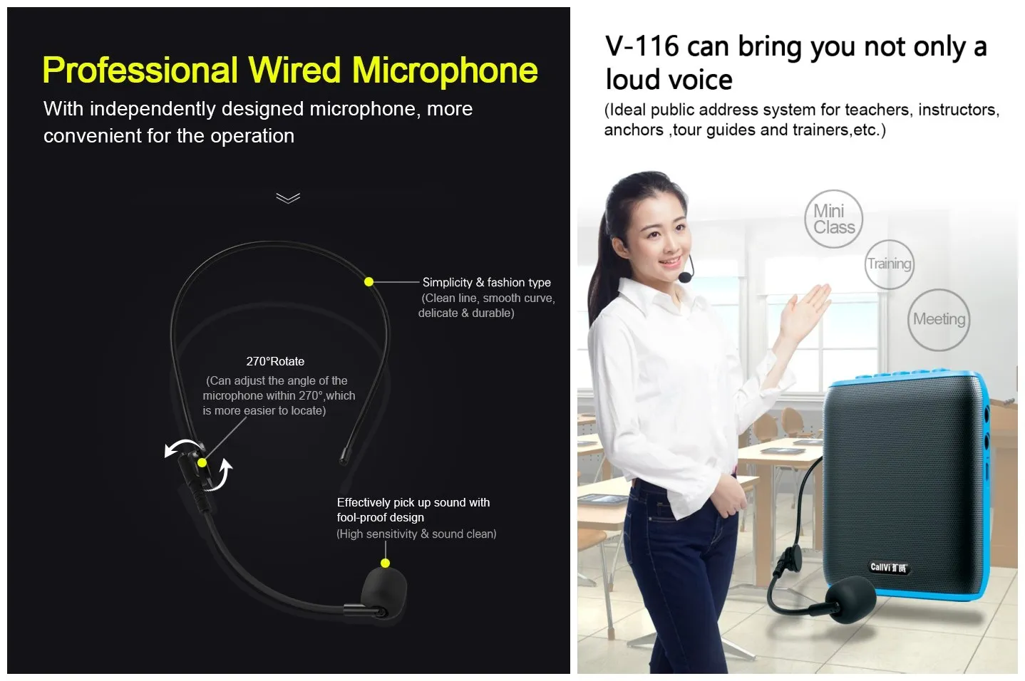 Callvi V-116 Teacher Portable Amplifier Speaker Wired Microphone - Buy ...