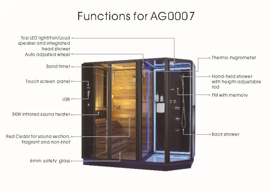 Crw Ag0007 Far Infrared Sauna Steam Shower Combination Combos - Buy ...