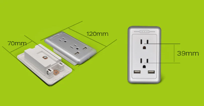Type B 2 Gang Wall Switch And Socket Double Us Socket Standard White ...
