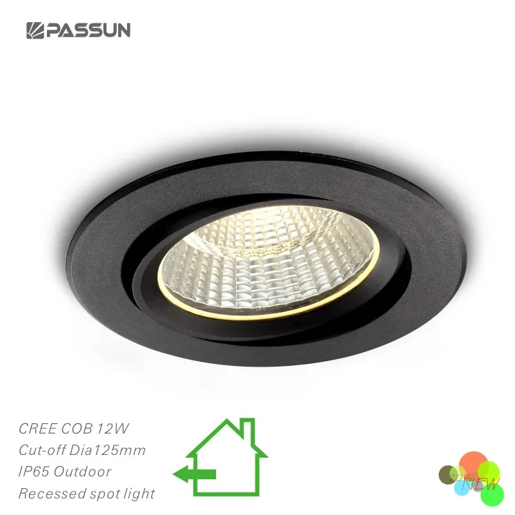 12w Rotatable Led Recessed Spotlight Black Outdoor Ceiling Recessed ...