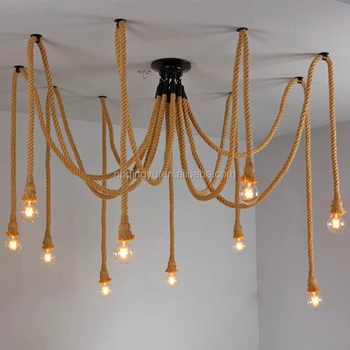 Modern Spider Shape Adjustable Hemp Rope Pendant Light Vintage ...