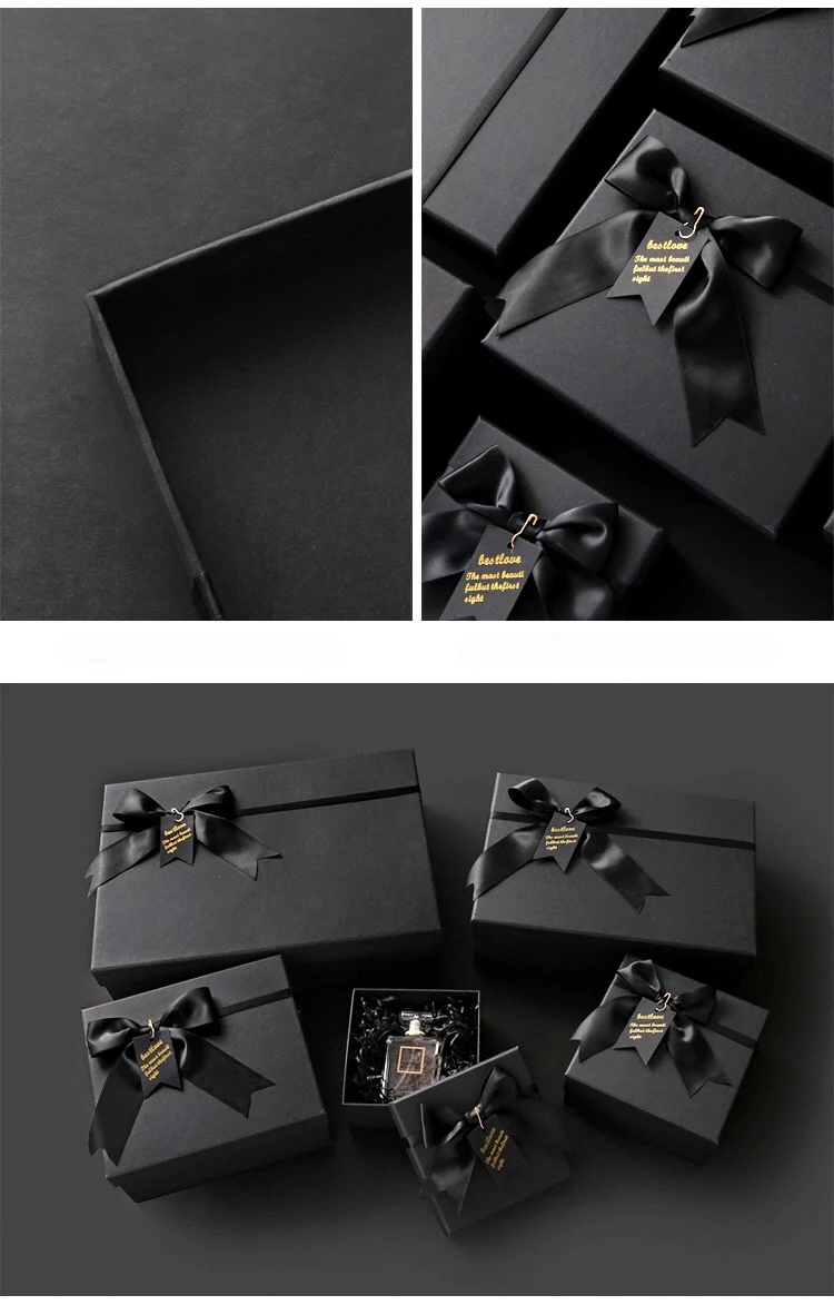 Wholesale High Grade Black Gift Boxes with Bow Tie