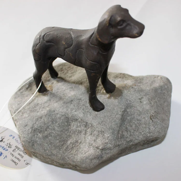 Chinese Popular Metal Dog Statue Cast Iron Dog Sculpture With Stone ...