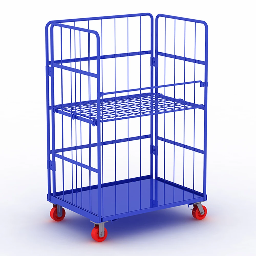 Galvanized Foldable Stacking Warehouse Rolling Cage Steel Cart - Buy ...