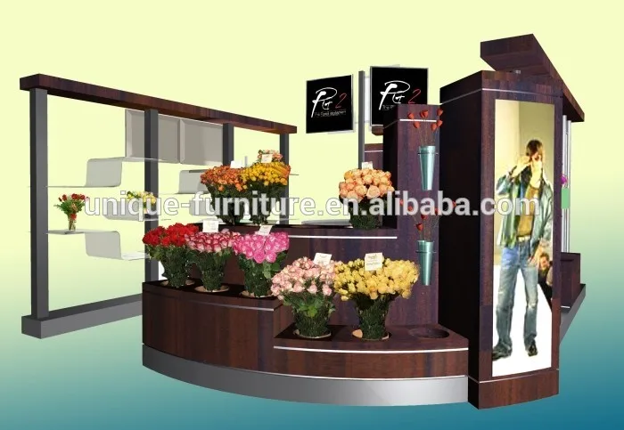 Custom Attractive Wooden Flower Kiosk Design & Furniture