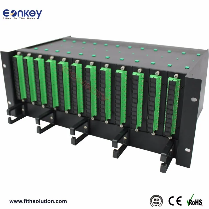 19" High Density 23" Rack Mount 4 Unit 144 Core Fiber Optic Splice Tray ...