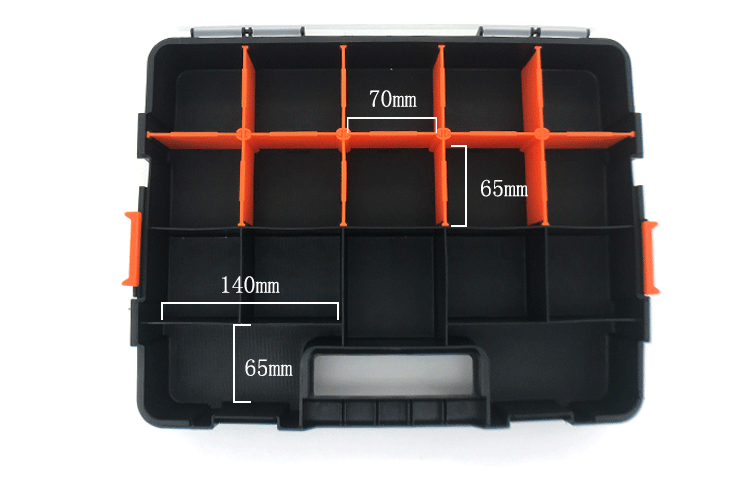 17-compartment Interlocking Organizer Plastic Tool Box Organizer Black ...