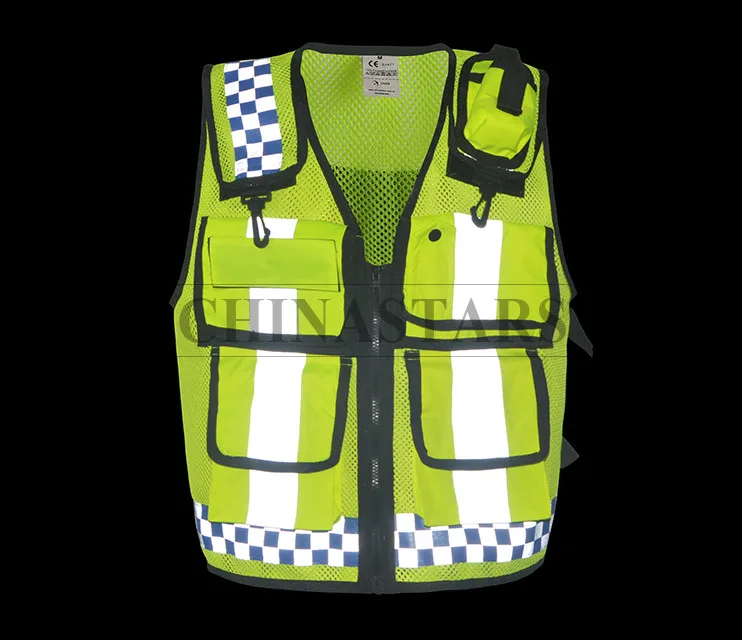 Fluorescent Security Kit Mesh Reflective Vest With Multi Pockets For ...