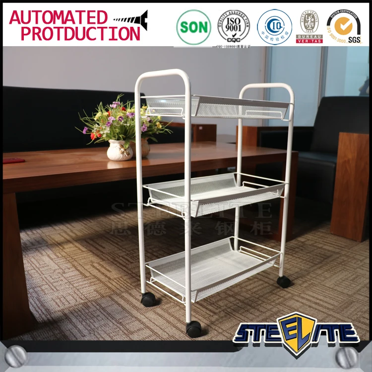 Durable Metal Foldable Kitchen Food Serving Trolley With Wheels - Buy ...