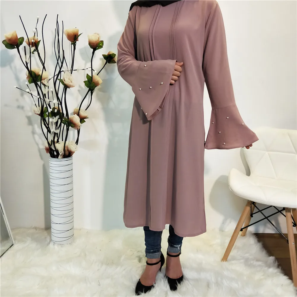 2185# Spring Summer Plain Color Modest Dresses Tops Turkey Blouse Bell ...