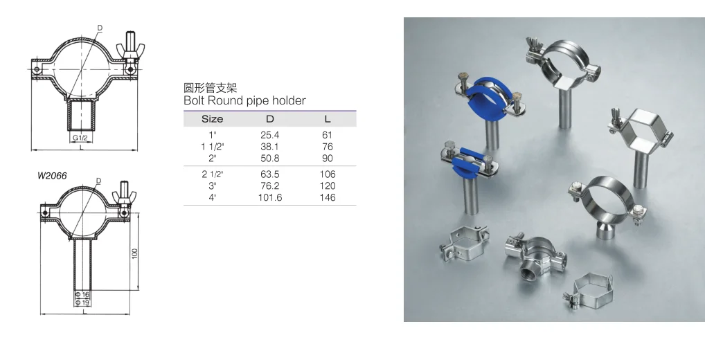 Sanitary Stainless Steel Pipe Holders - Durable & Versatile
