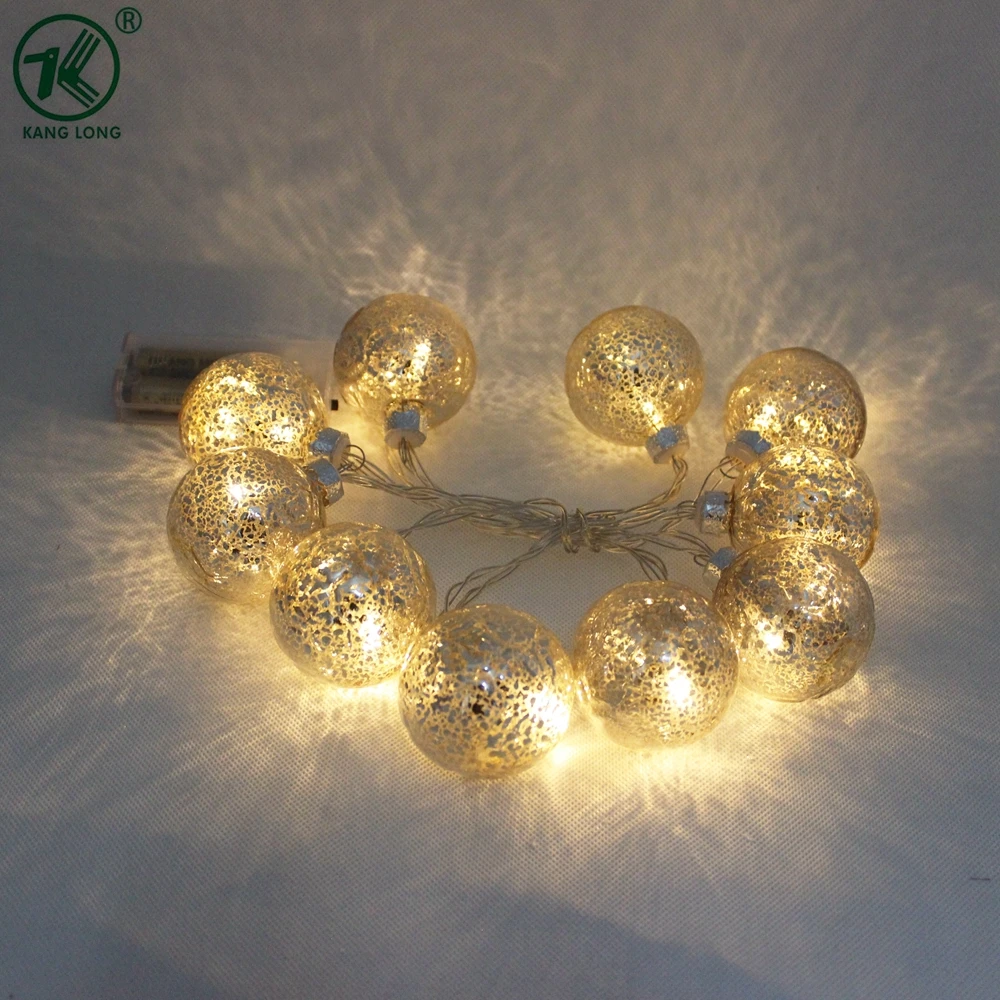 Silver Glass Led Christmas String Lights 10pcs Set - Buy String Light ...