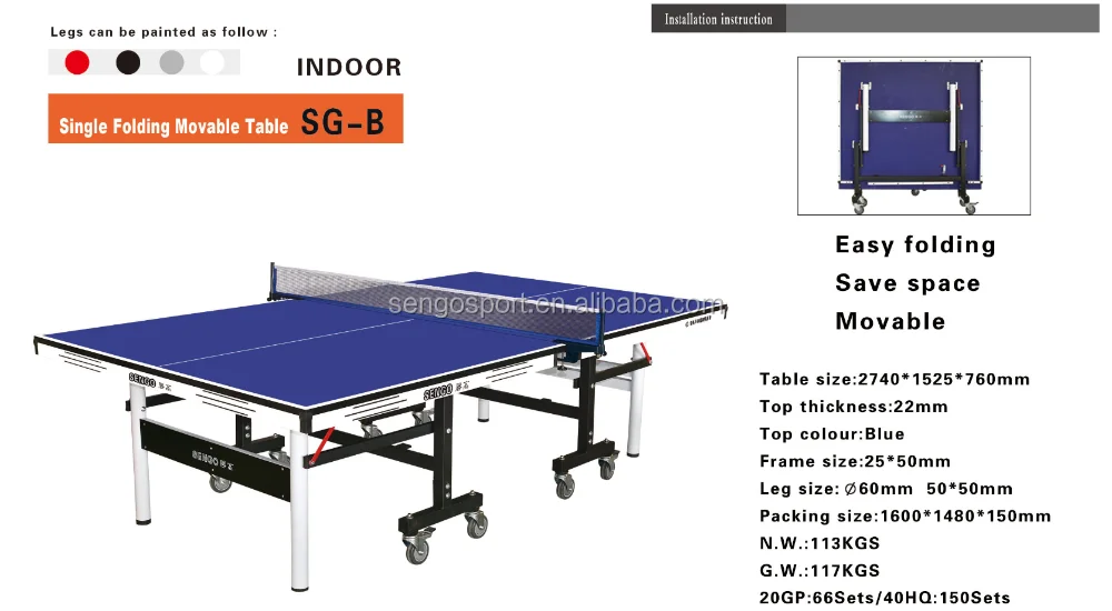 Folding Ping Pong Table With Wheels Portable Professional Compact ...