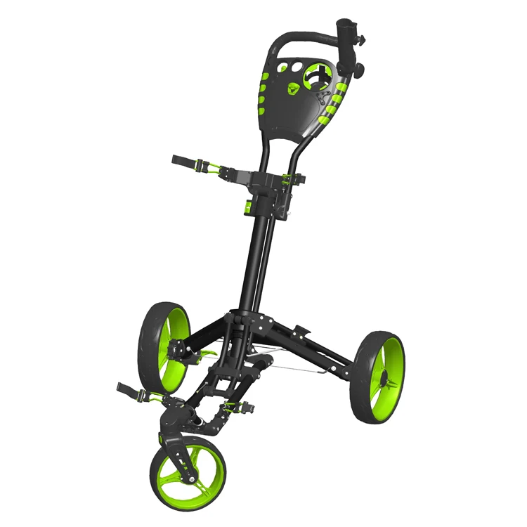 One Click Folding 3 Wheel Golf Push Trolley - High Quality