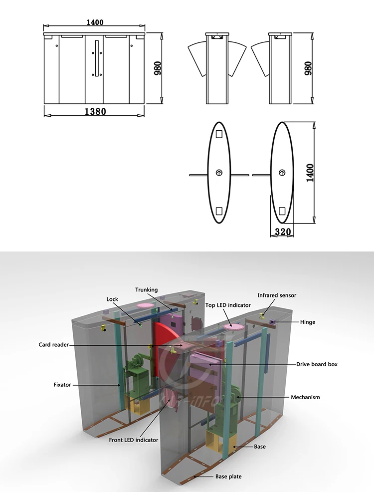 High Quality Double Machine Core Flap Barrier Gate Control Flap Barrier ...