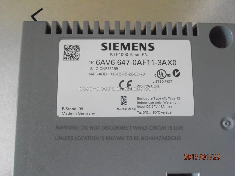 Siemens Simatic Touch Panel Hmi Ktp1000 Basic Color Pn 6av6647-0af11 ...