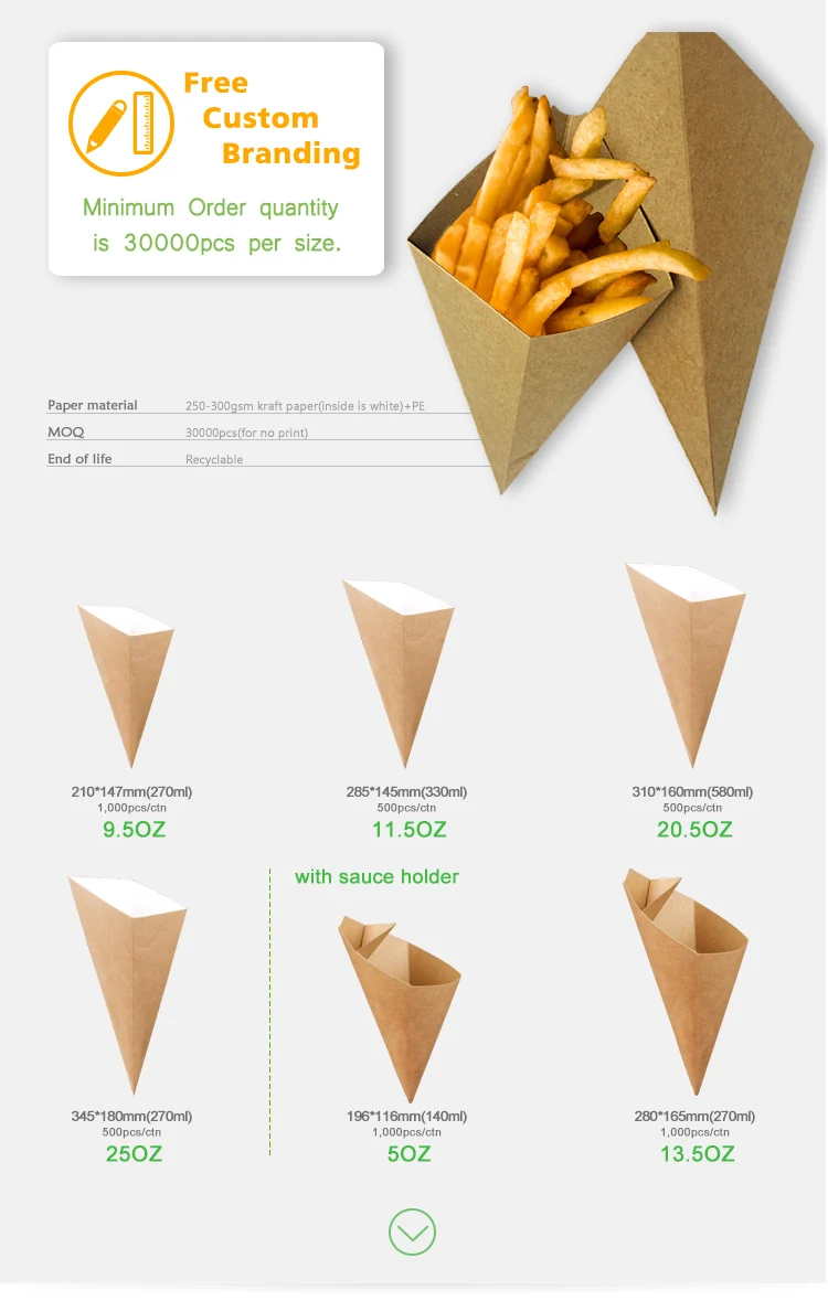 Custom Printing French Fries Paper Cone,Fries Package - Buy French ...