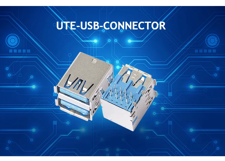 Double Stack Usb 3.0 Connector 180 Degree With Ce And Rohs Certificate ...