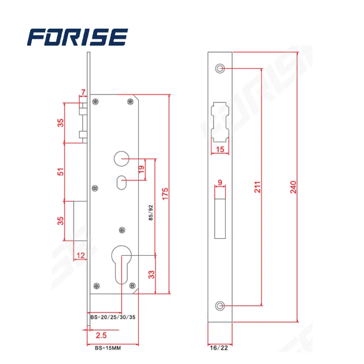 Single Point 9220 Wide Mortise Lock Body With Steel Roller Spring ...