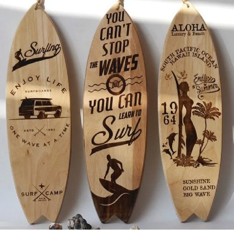 Decorative Wooden Surfboard Wall Art Sign - Bestgoal