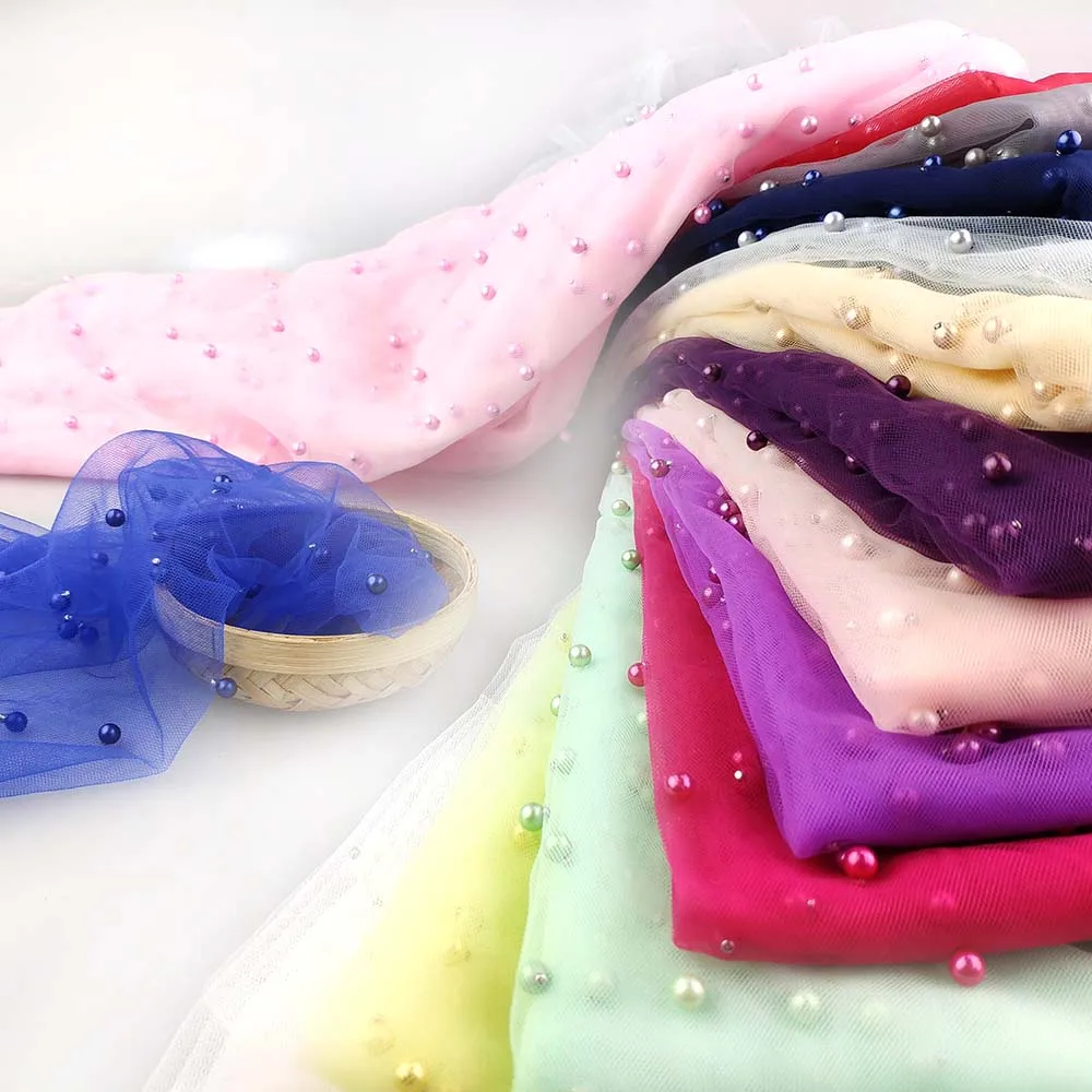 Tulle Net With Shiny Pearl High Quality Fabric - Buy Pearl Fabric,Light ...