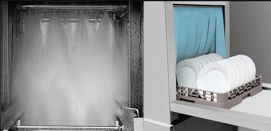 Industrial Electric Dishwasher Single Tank Rack Conveyor Dishwashing ...