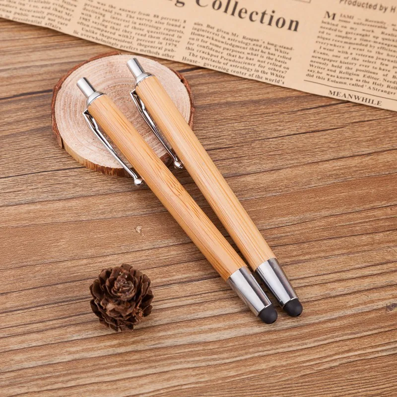 Novelty Design Bamboo Custom Logo Pen Touch Tablet Stylus Wood Pen ...