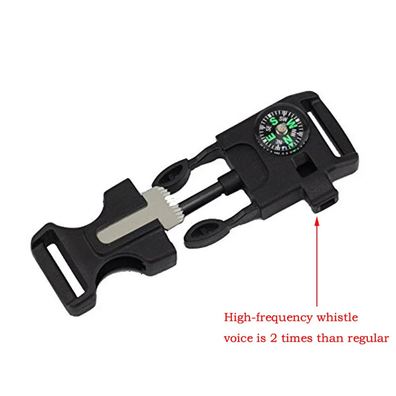 Outdoor Emergency Whistle Compass Flint Fire Starter Buckle - Buy ...