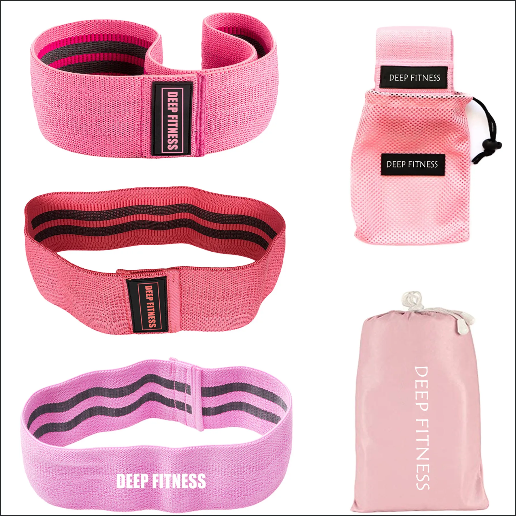 Strong Durable Resistance Loop Bands Pink Colors Exercise Latex Stretch ...