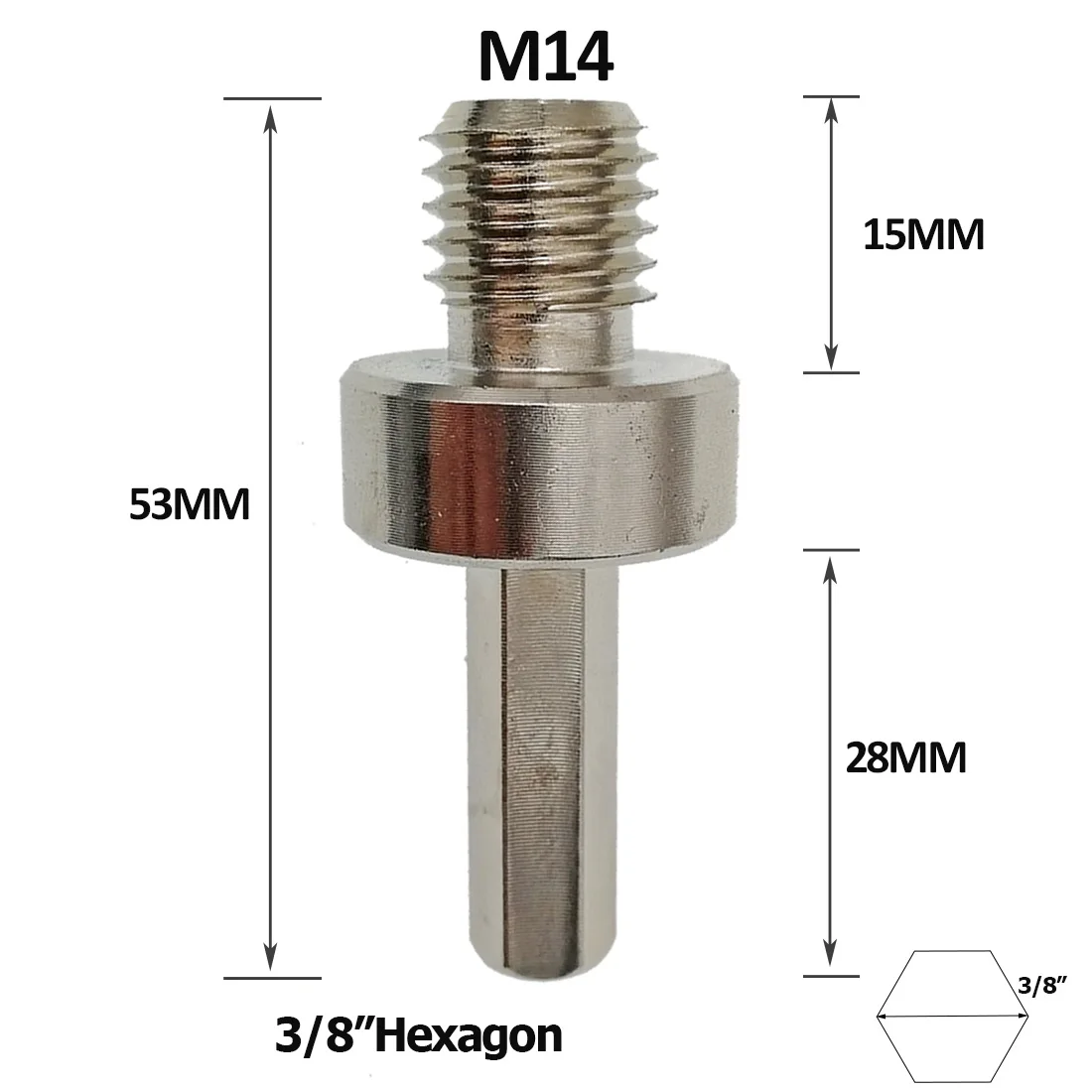 Shdiatool Adapter M14 Male Thread To 3/8 Hexagon Shank Connection ...