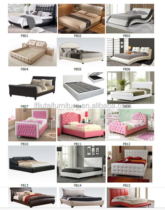 Bedroom Furniture 4 Drawers Leather Bed Sleigh Bed Double Bed With ...