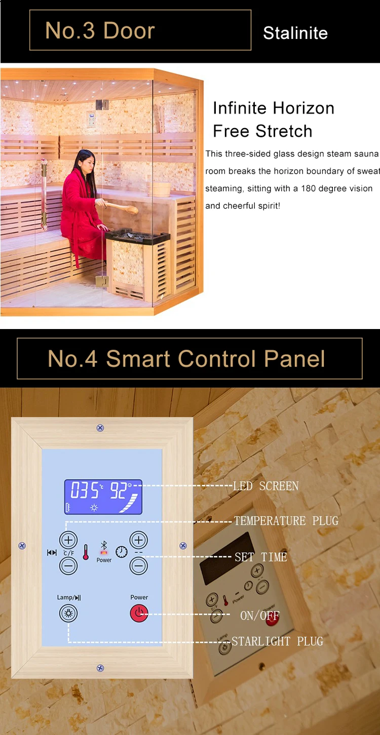 Wood Steam Sauna Room 4 Person Dry Sauna Room Outdoor Computer Control ...