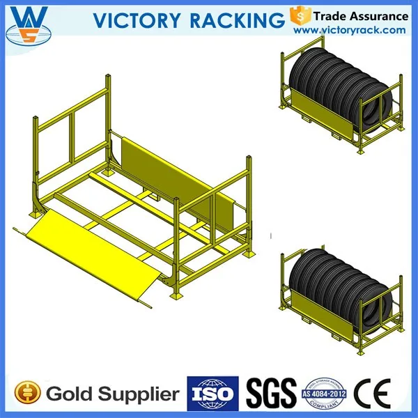 Heavy Duty Foldable Stacking Steel Stillage Tyre / Tire Rack - Buy Tire ...