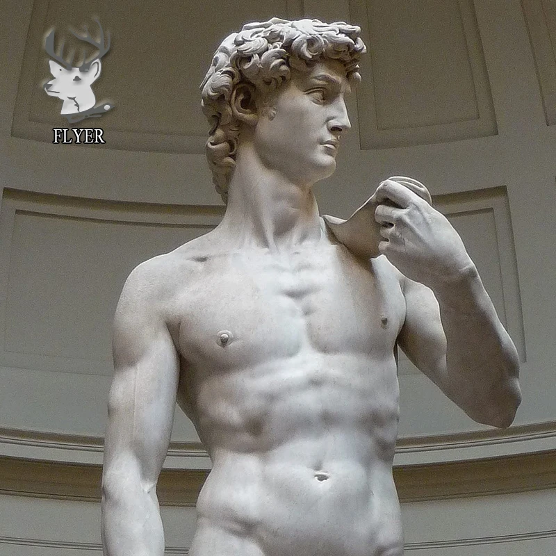 Hand Carving Outdoor Life Size White Stone David Statue