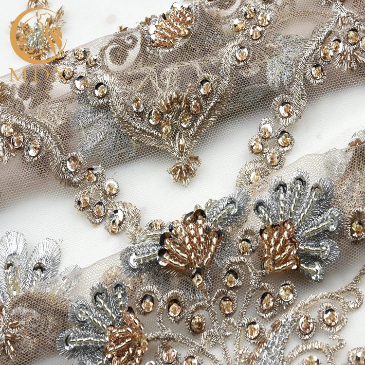 2018 Exclusive Beaded Embroidery Sequins With Pearls Tulle Lace Wedding ...