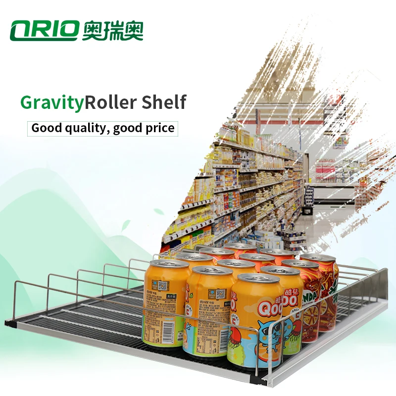 Retail Store Auto Front Gravity Roller Shelf Supermarket Racks Gondola