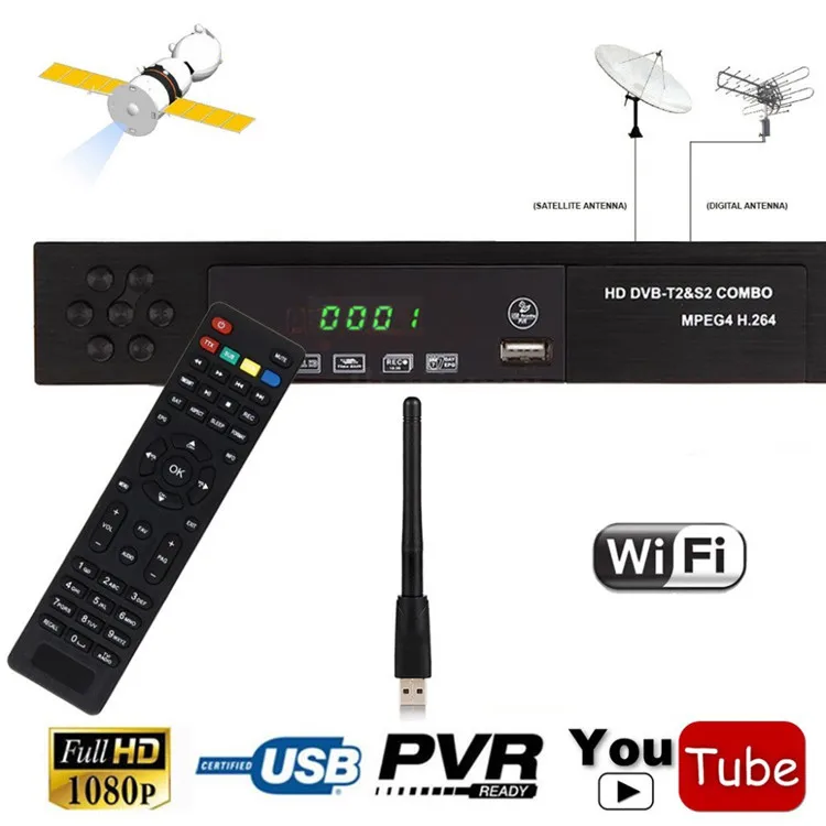 DVB S2 + T2 Combo Satellite DVB-T2 Terrestre Récepteur Combo Décodeur ...