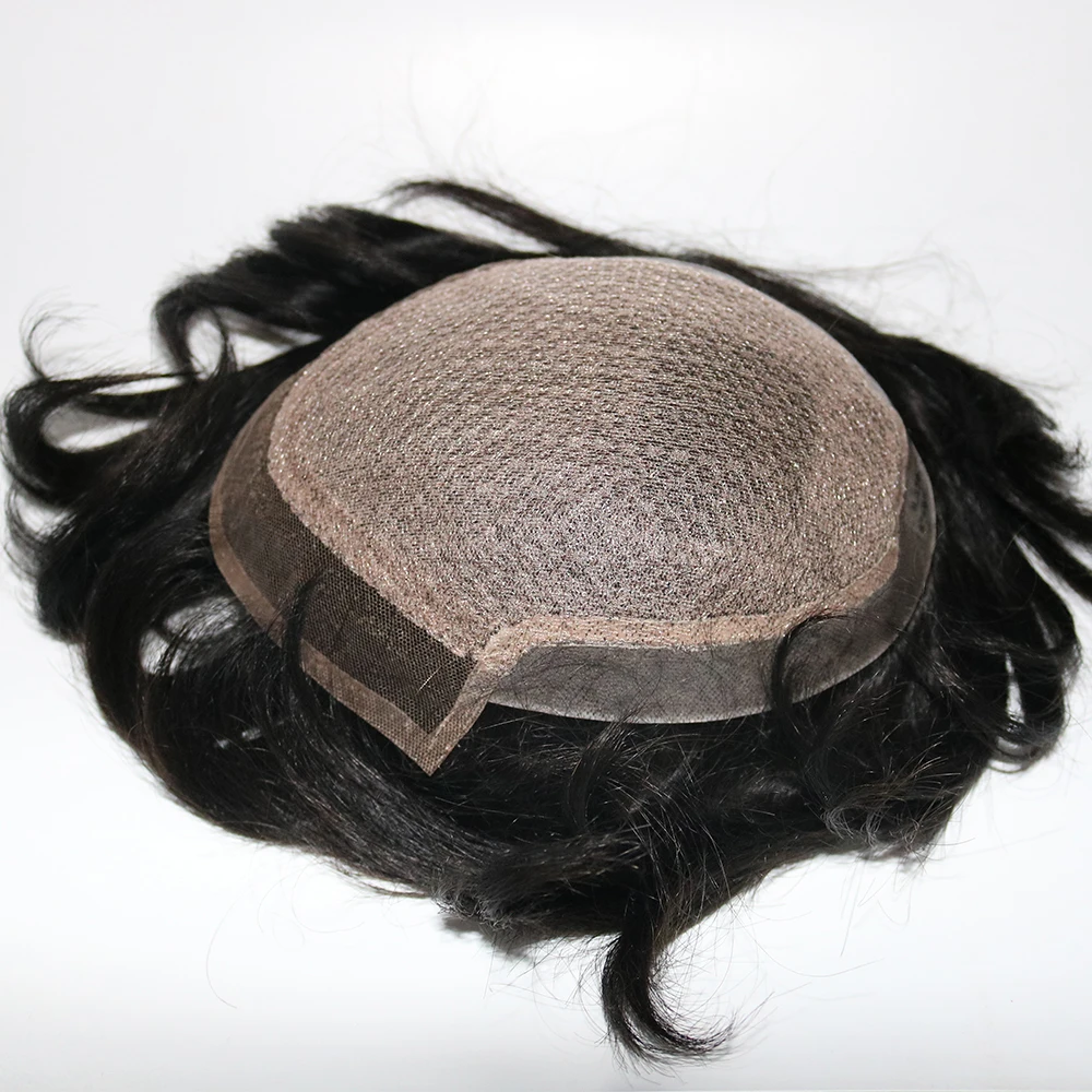 Swiss Lace Toupees In Front With Poly Back Silk Base Toupee Men ...