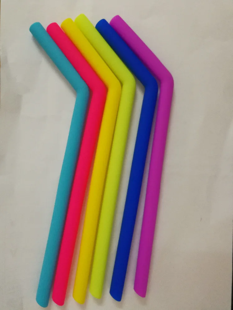 Food Grade Silicone Rubber Straws With Brushes Sets Of 6 With Polyester ...