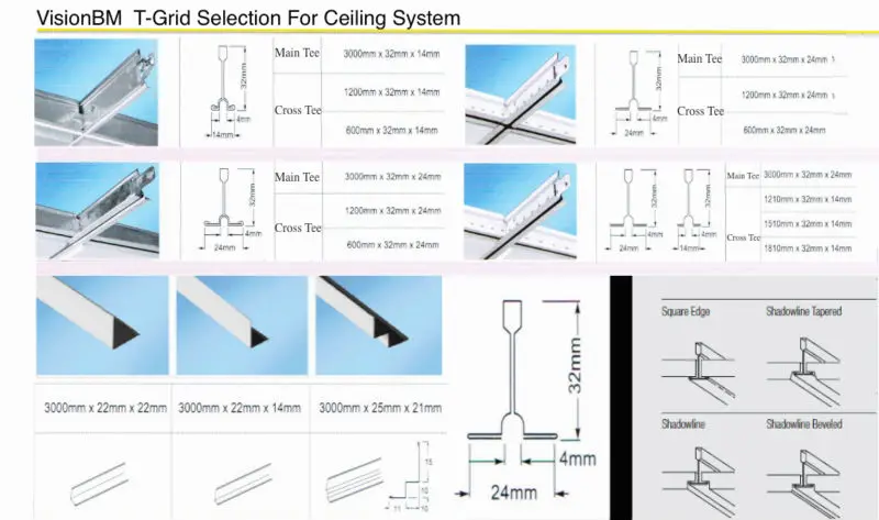 Black Slot Ceiling T Bar (15mm Width) Ceiling Tee Grid - Buy Slot ...