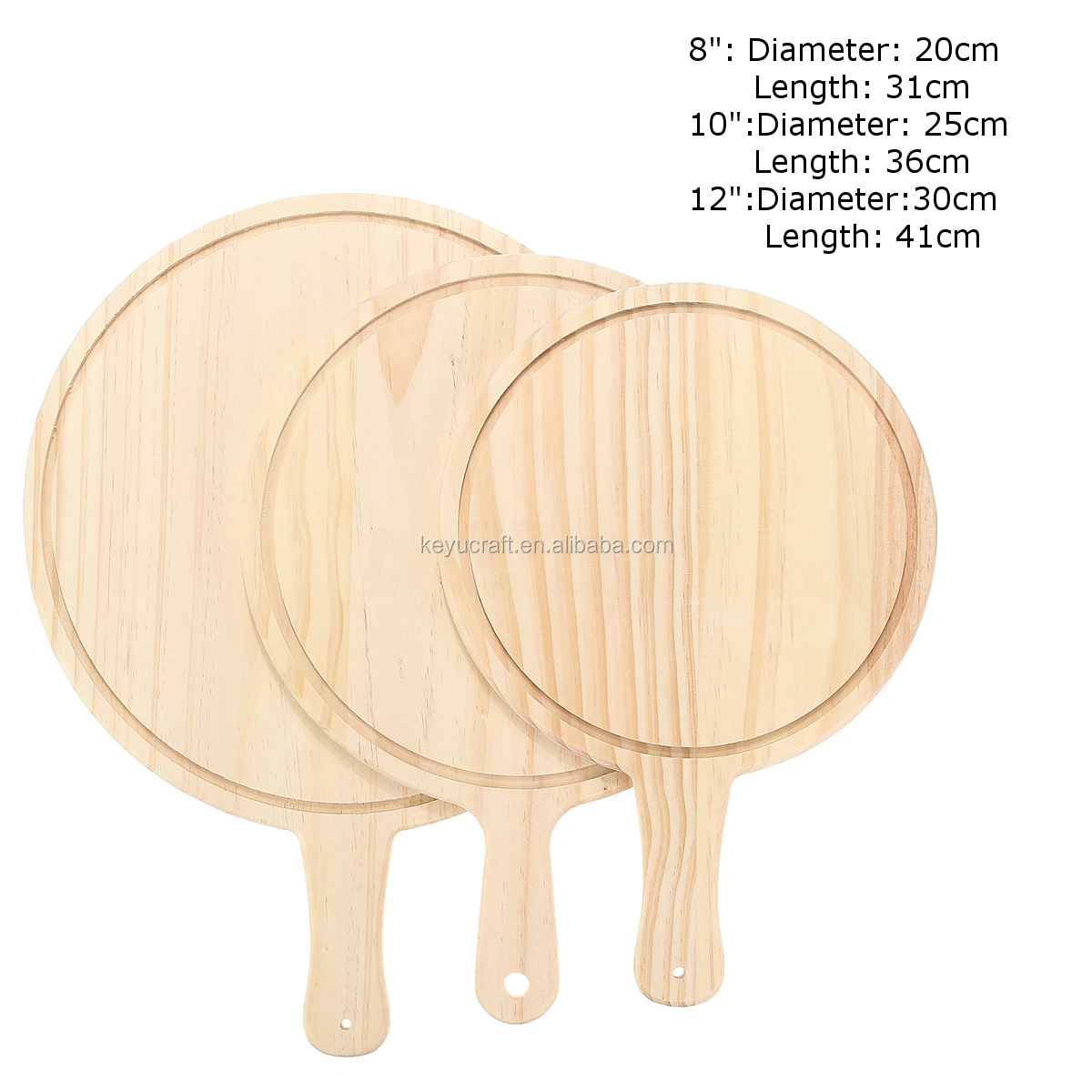 Round Wood Pizza Pan Pizza Plates with Handle - OEM Service