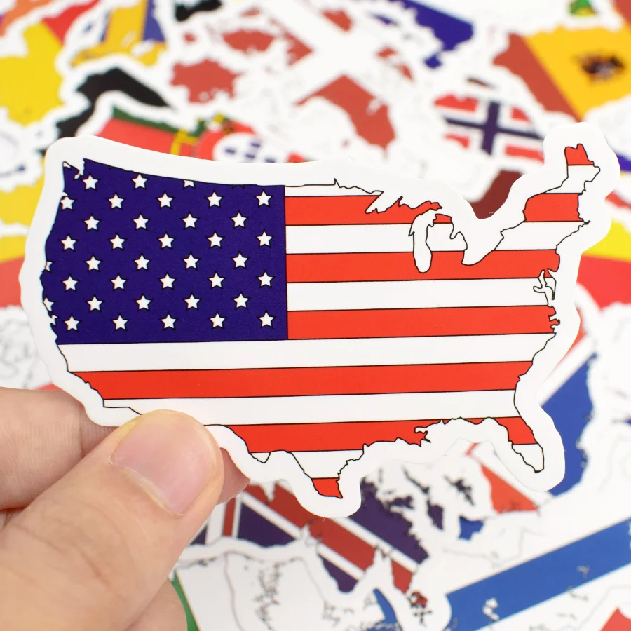 50 Pcs National Flags Stickers Toys For Children Countries Map Travel ...