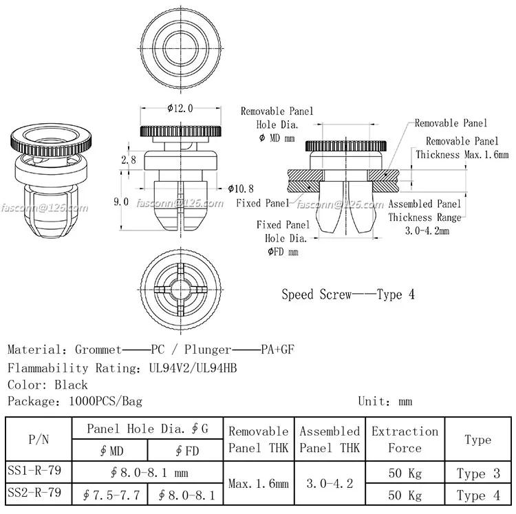 Plunger Catptive Panel Snap Latch - Durable Nylon Fasteners