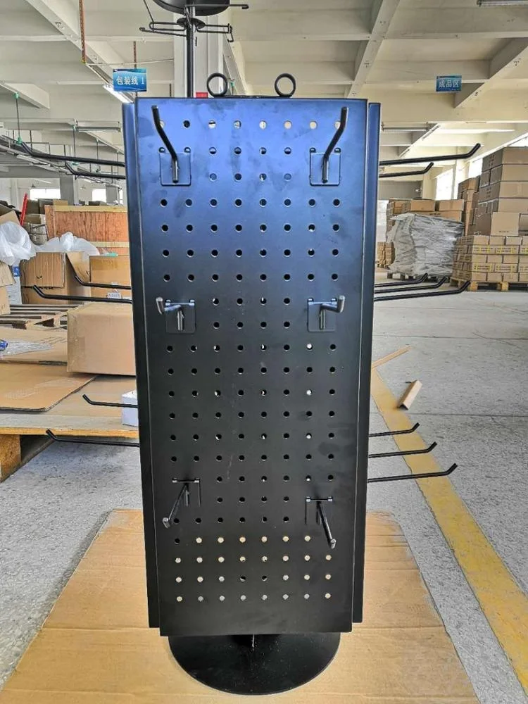 Countertop Metal Spinning Pegboard Display Rack with Hooks