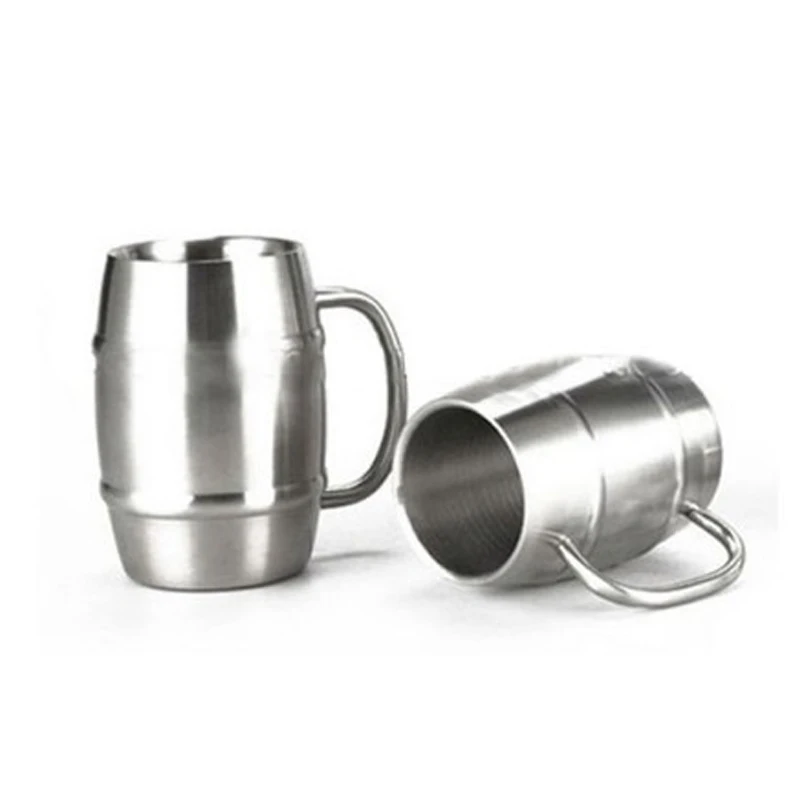 Oempromo Double Wall Stainless Steel Beer Mug with Handle