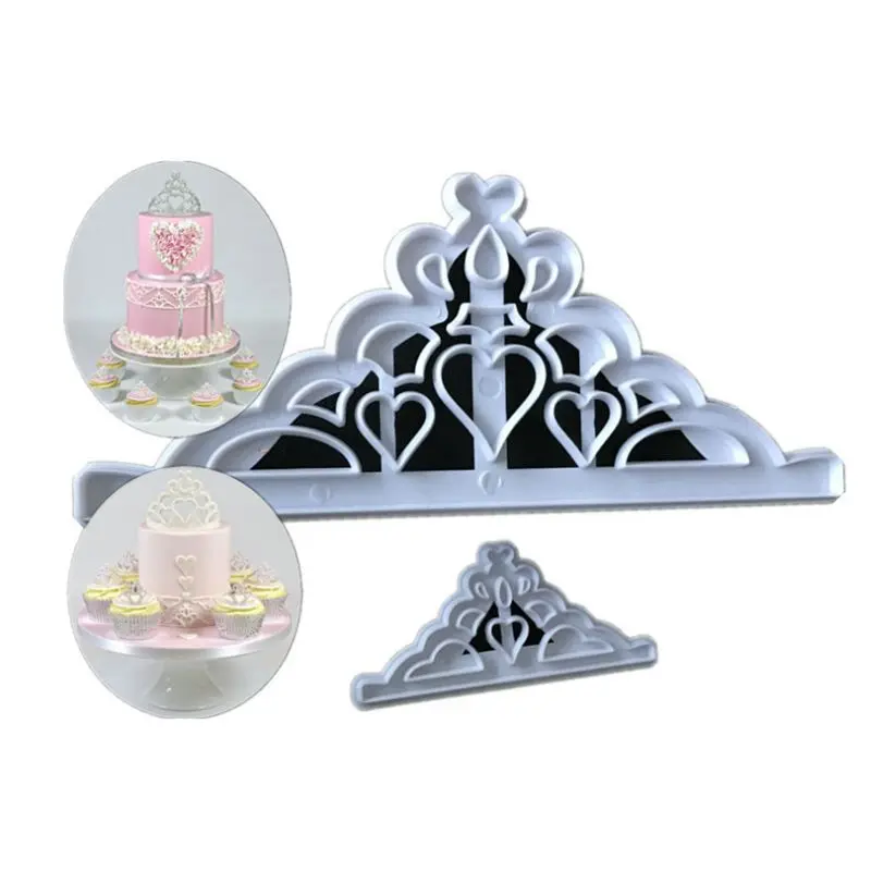 2pcs Cake Cookie Cutter Embosser Decorating Molds Tools Crown Mold ...