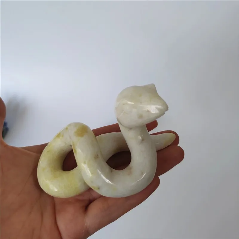 Handmade Carved Gemstone Natural Jade Snake Crystal Craft Healing ...